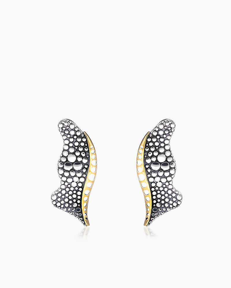 Серьги, серебро, 925 проба, золочение, чернение