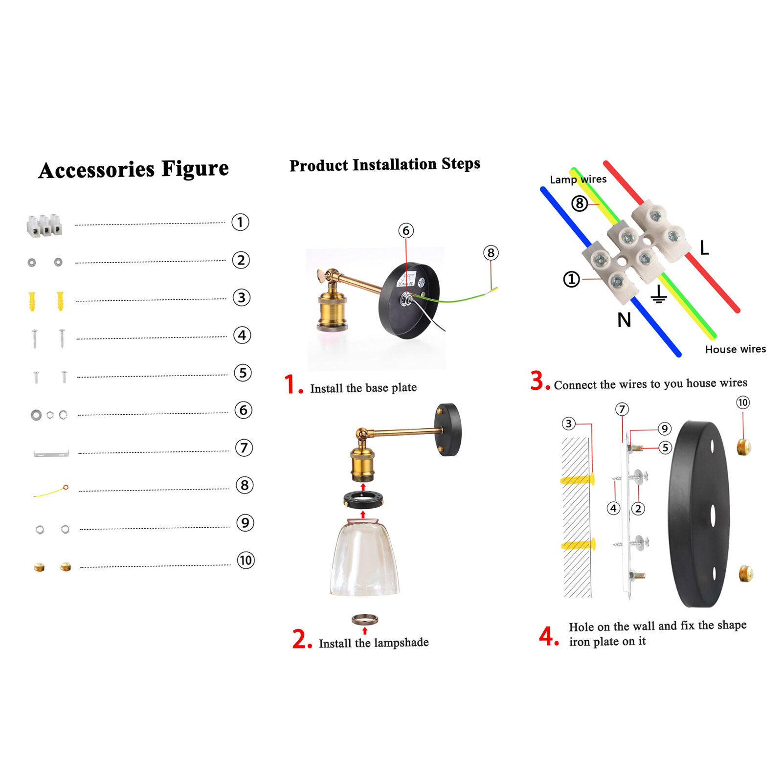Деревенские стеклянные бра в стиле кантри для спальни или лестницы