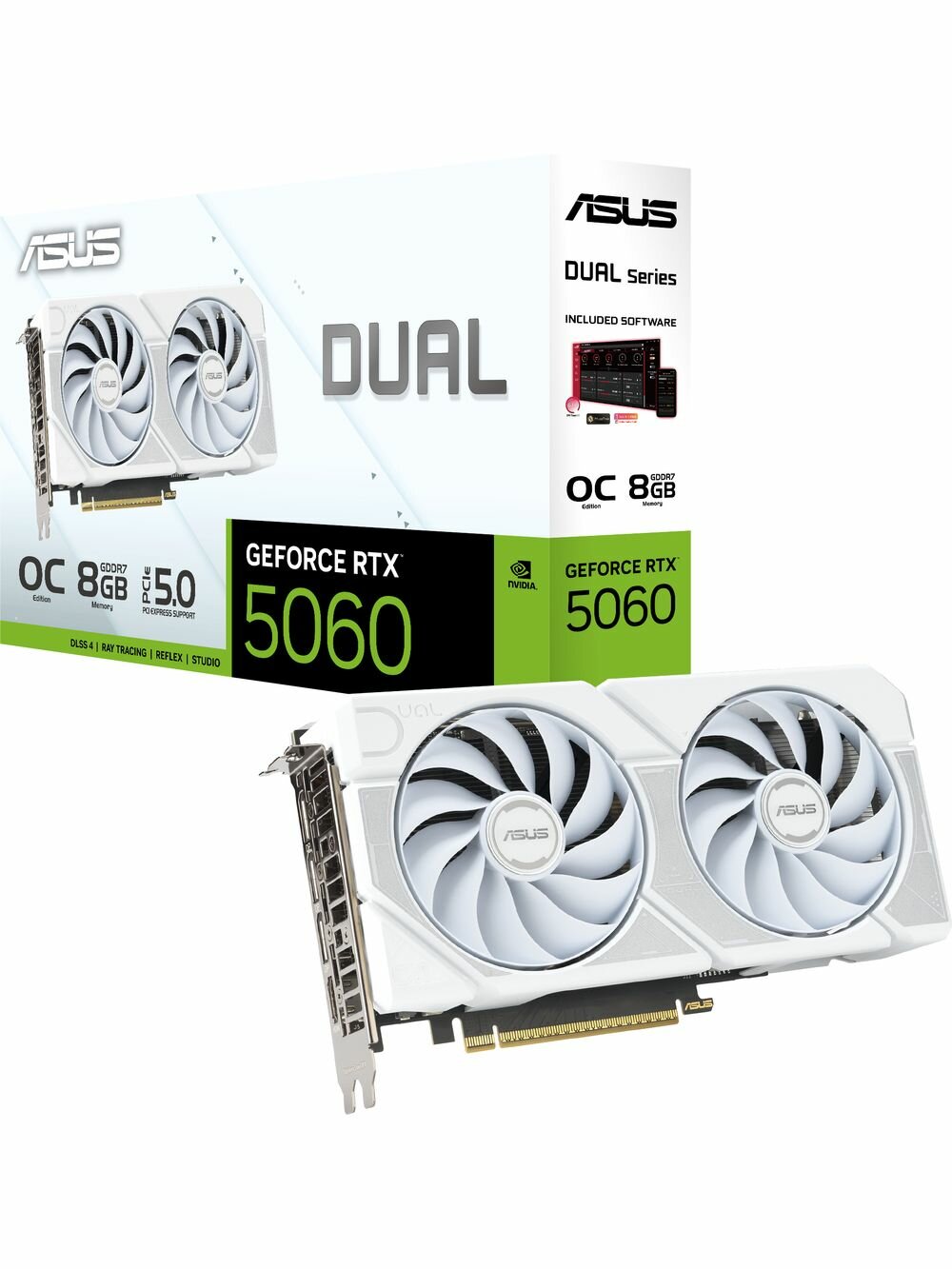 Видеокарта ASUS Dual GeForce RTX 5060 8G White OC Edition (90YV0N15-M0NA00)