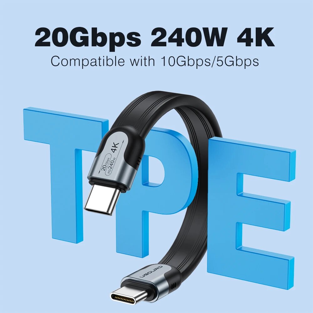 Новый кабель для передачи данных USB-C длиной 20 Гбит/с, тип C — C, внешний жесткий диск USB3.2 Gen2 * 2, кабель для сверхбыстрой зарядки, 240 Вт для SSD-планшета USB3.1 0.15m