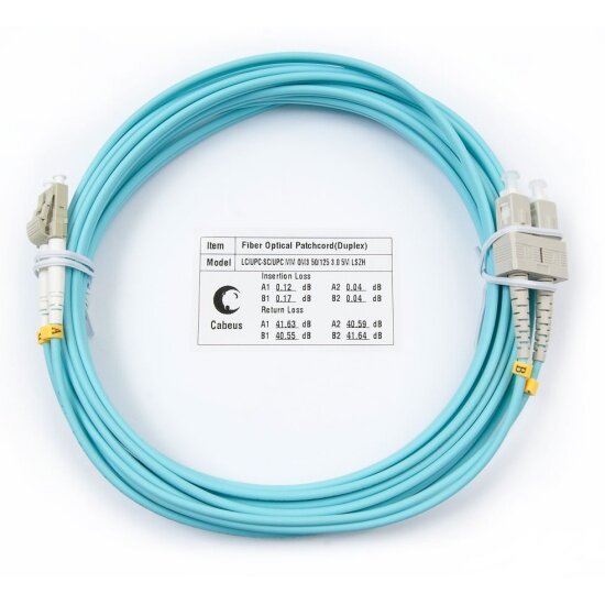 Патч-корд во Cabeus FOP-50-LC-SC-5m duplex LC-SC 50/125 mm OM3 LSZH 5м