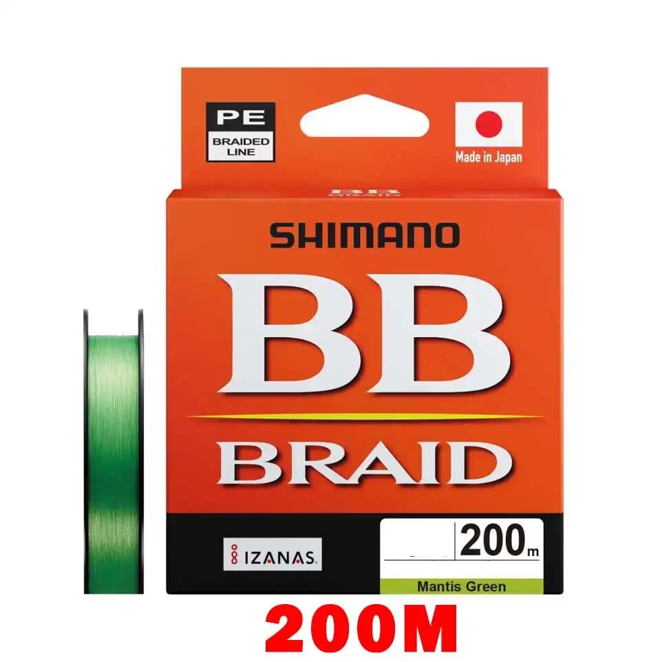 SHIMANO 4-прядная леска BB BRAID 150 м 0.8 14.0LB 0.10mm, GREEN 200M