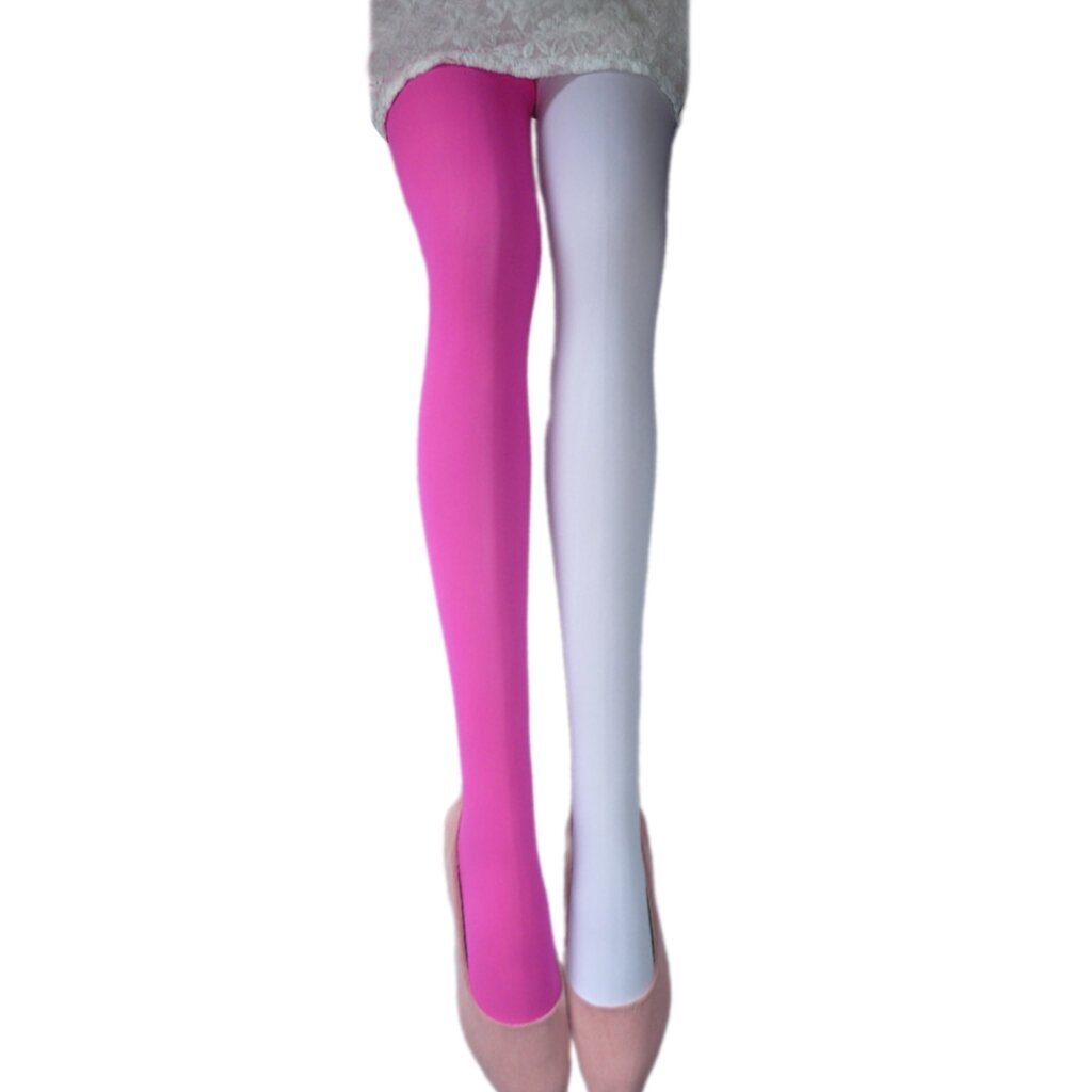 Элегантные двухцветные чулки контрастного цвета, мягкие шелковые бархатные колготки с открытой промежностью, асимметричные колготки для вечеринок