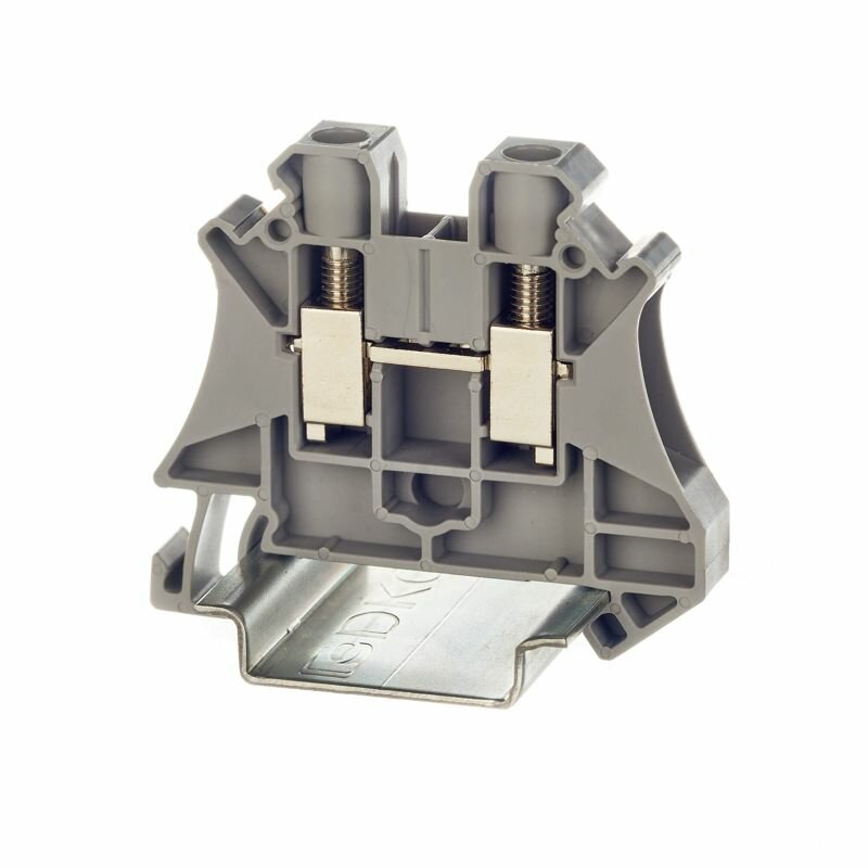 Клемма проходная DKC винтовой зажим, 2 точки подключения, 6 кв. мм, серый