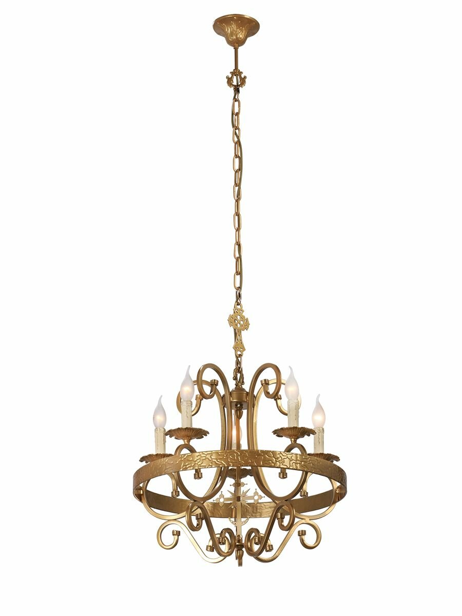 Паникадило RS239-1-5 5xЕ14 D52xH70см+цепь 50см матовое золото