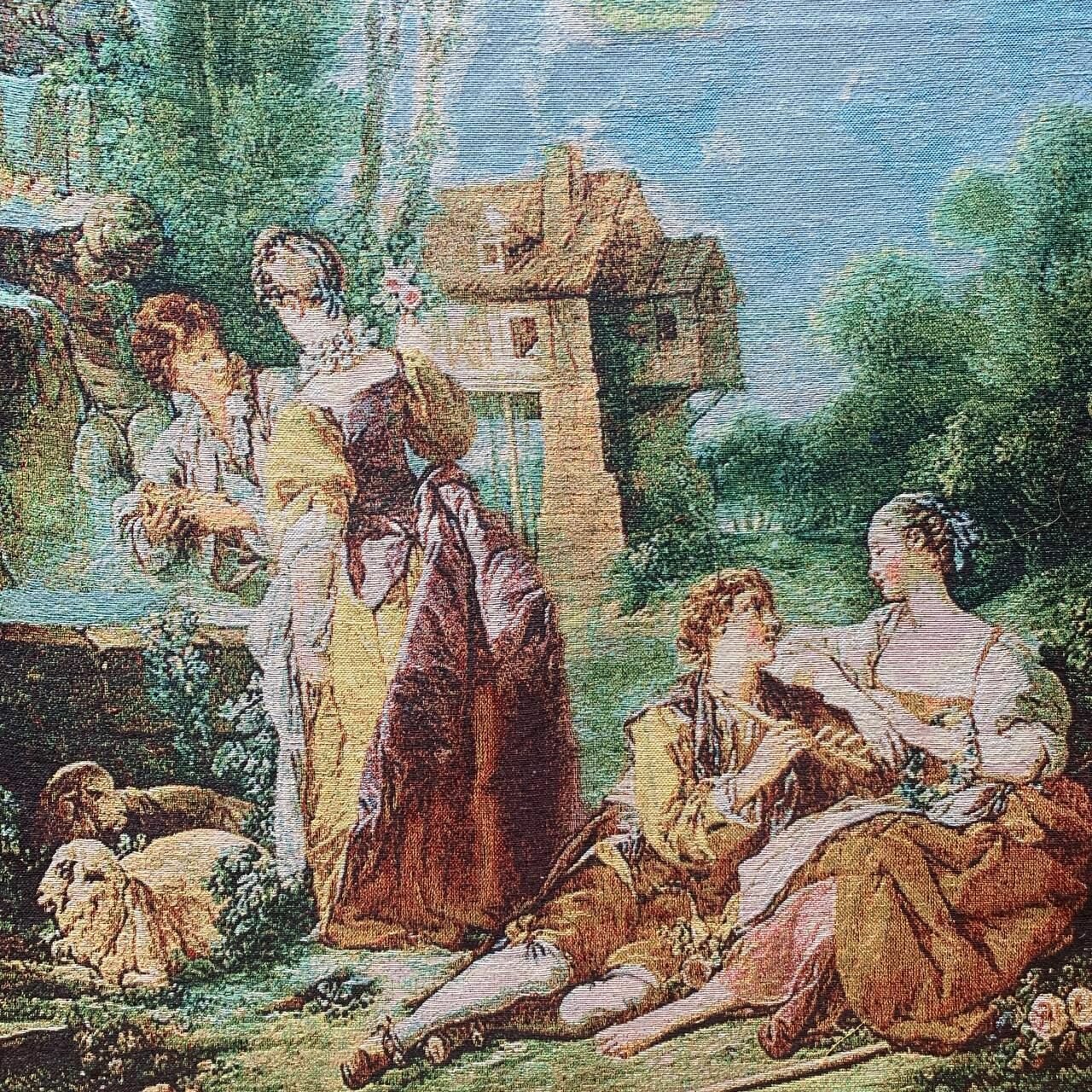 Гобелен, гобелен без рамы 49х49 см / "Пастораль, Пастушки"