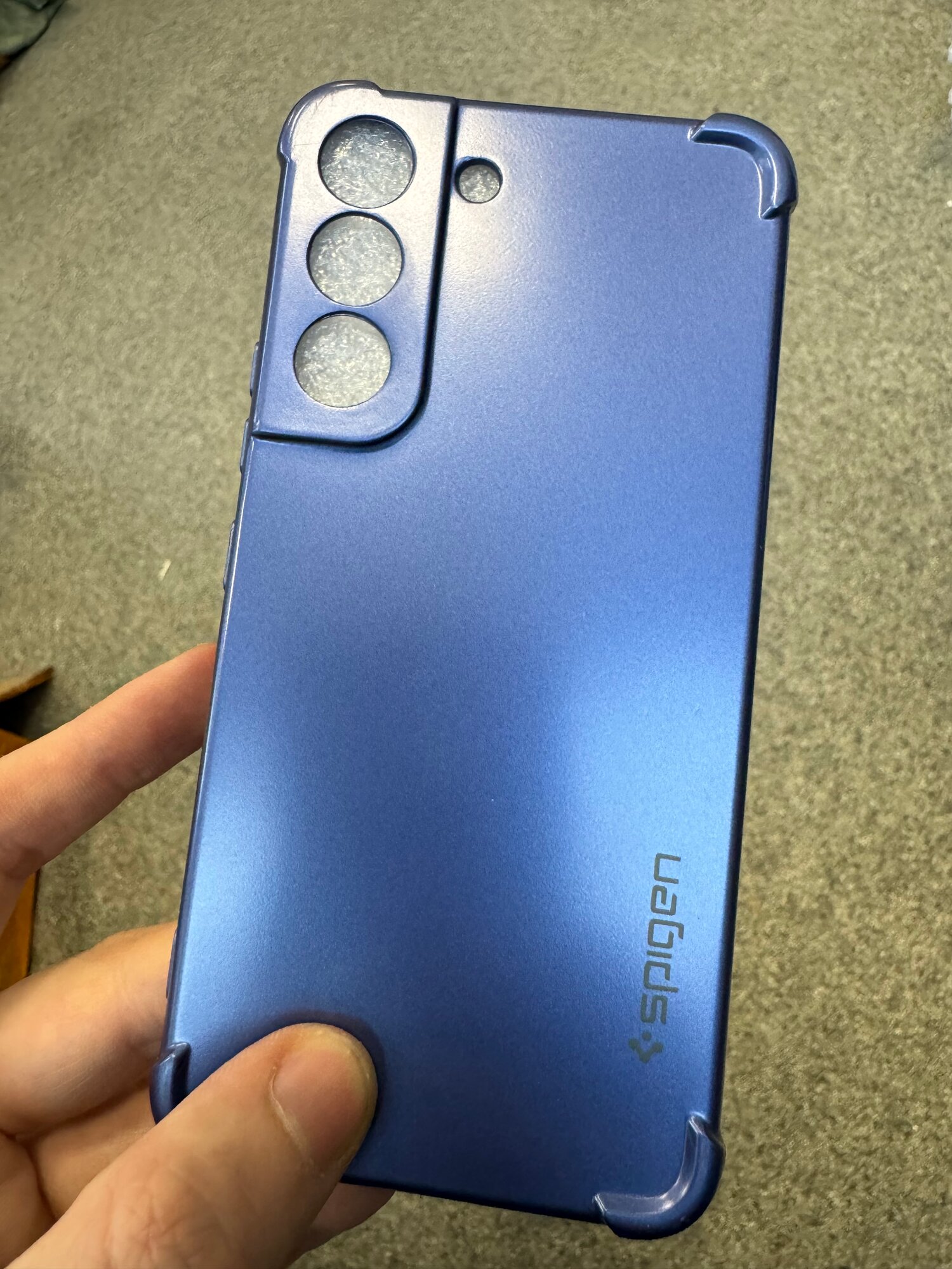 Чехол панель накладка бампер MyPads SPIGEN для Samsung Galaxy S22 (SM-S901B) тонкая силиконовая крышка синяя MyPads