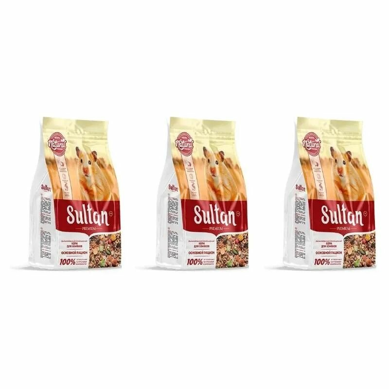 Sultan Полнорационный корм для хомяков, Premium, 400 г, 3 шт