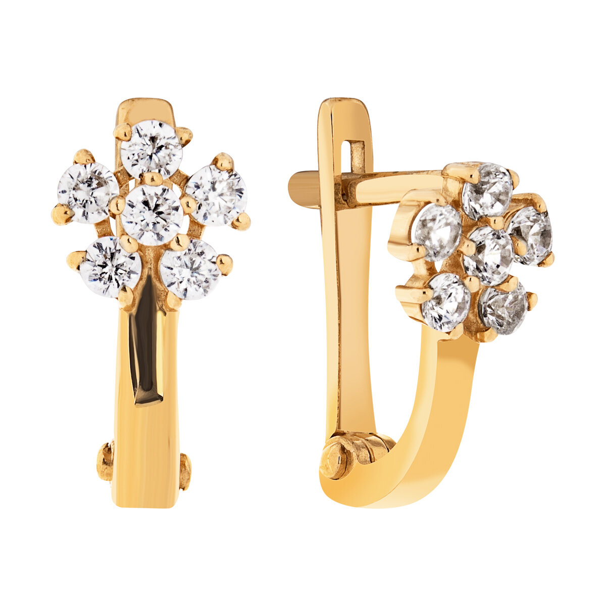 Серьги, красное золото, 585 проба, фианит