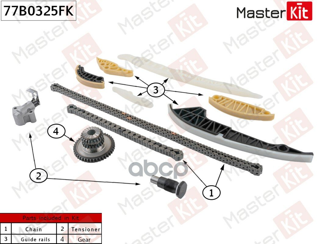 Комплект цепи ГРМ VAG CDAA/ CDAB/CCZD 2013- Masterkit MasterKit арт. 77B0325FK