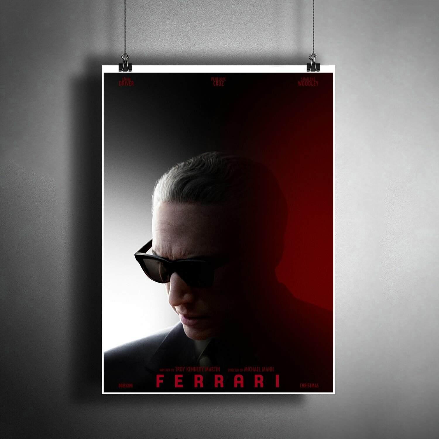 Постер плакат для интерьера "Фильм Феррари. Адам Драйвер" / Декор дома, офиса, комнаты, квартиры, детской A3 (297 x 420 мм)
