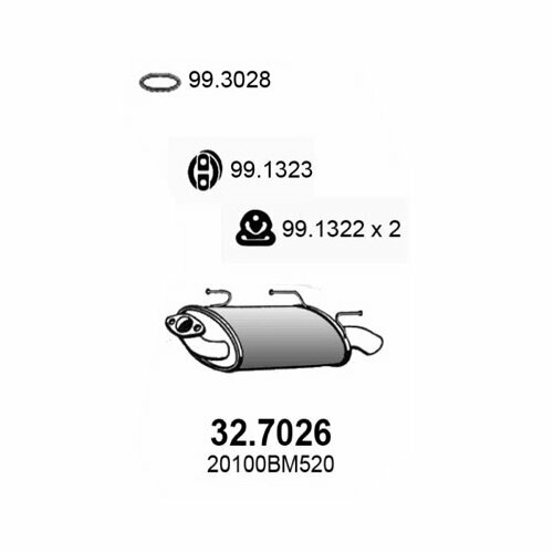 Глушитель выхлопных газов конечный, ASSO 32.7026 (1 шт.)