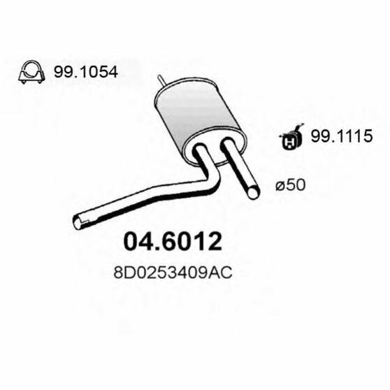Средний глушитель выхлопных газов, ASSO 04.6012 (1 шт.)