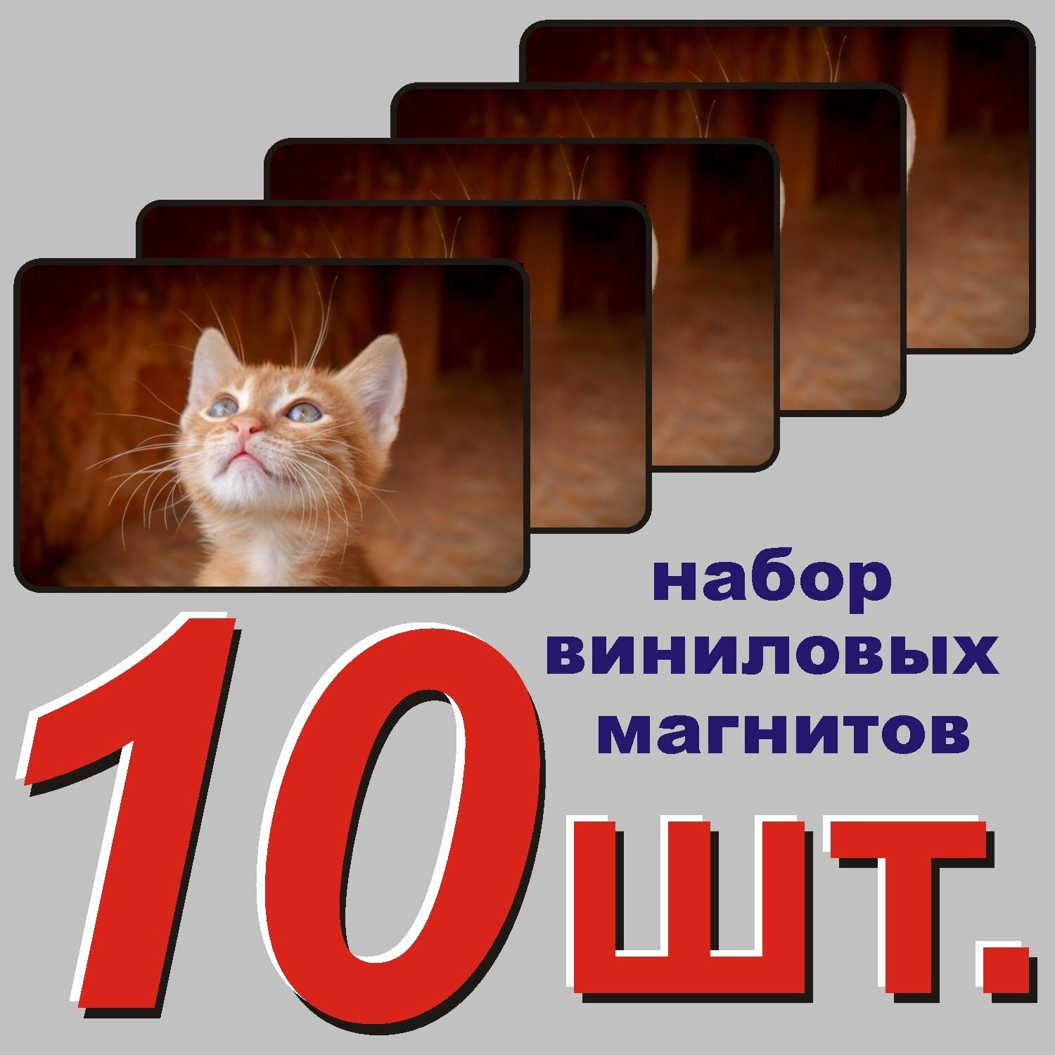 Магнит на холодильник "Котики" 10 шт.