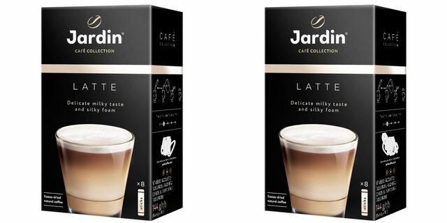 Jardin Кофе 3 в 1 латте, растворимый, 18 г х 8 пак, 2 уп.