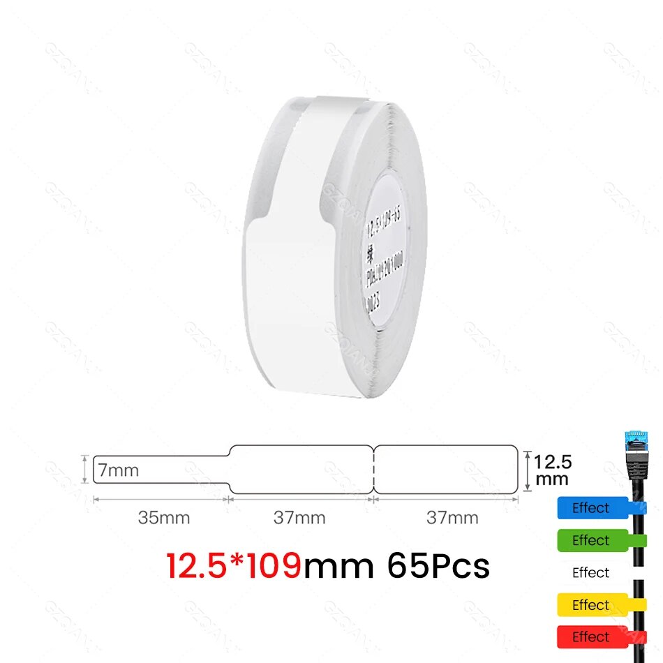 Термобумажные самоклеящиеся этикетки NIIMBOT для мини-принтера D11 D101 D110, Белые Водонепроницаемые Стикеры, цветные рулоны кабельной ленты