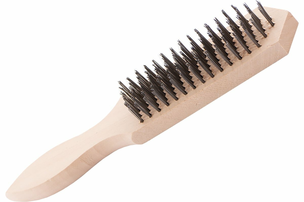 Металлическая щетка DolleX BRW‑06 6‑ти рядная с деревянной ручкой