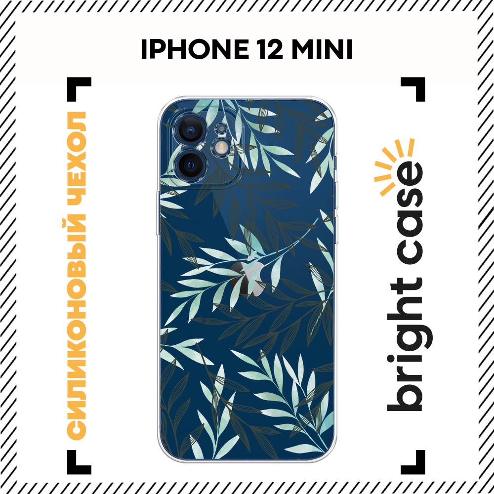 Чехол на Apple iPhone 12 Mini / Айфон 12 mini с принтом Тонкие листья, прозрачный