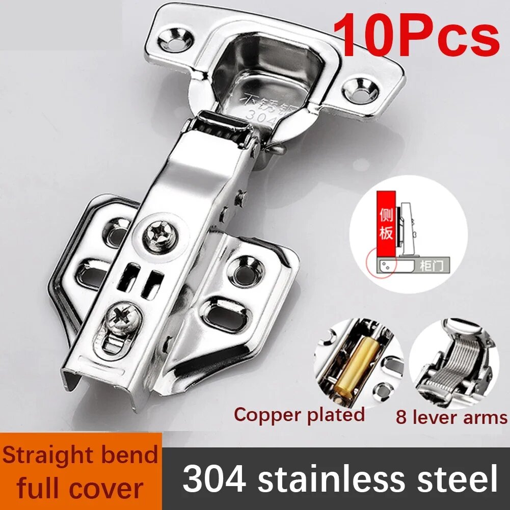 Гидравлические петли для дверей шкафов из нержавеющей стали Straight bend (10Pcs