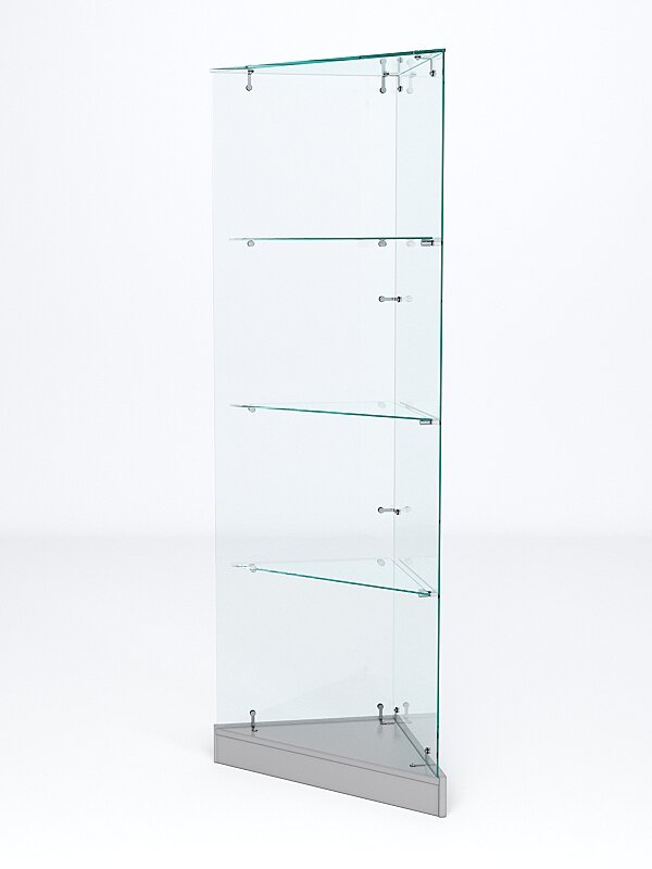 Витрина стеклянная "истра" угловая №2ХП-У трехгранная (без дверок, бока - стекло), Серый