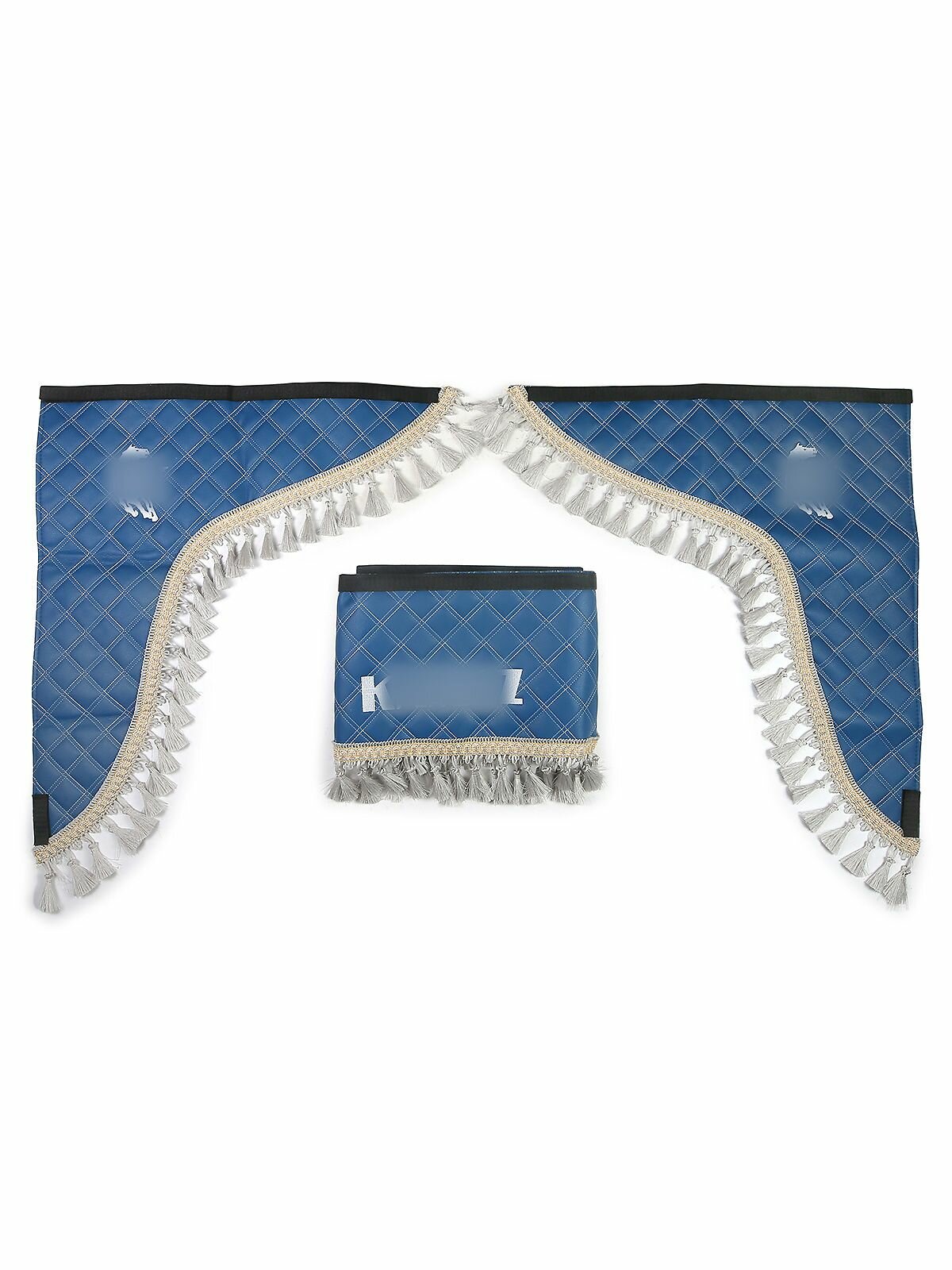 Ламбрекены. (Лобовое и боковые). Для автомобиля K Z. Экокожа. Синие. Сделано в России. (25737)