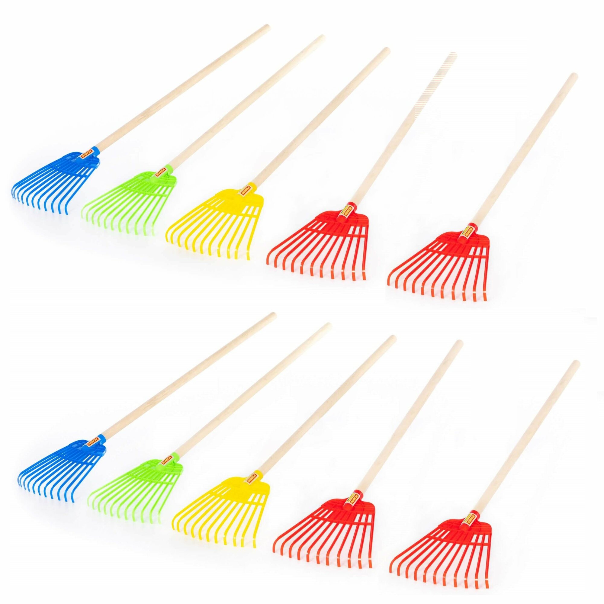 Набор 10 шт. детских веерных граблей Полесье №14 с деревянной ручкой