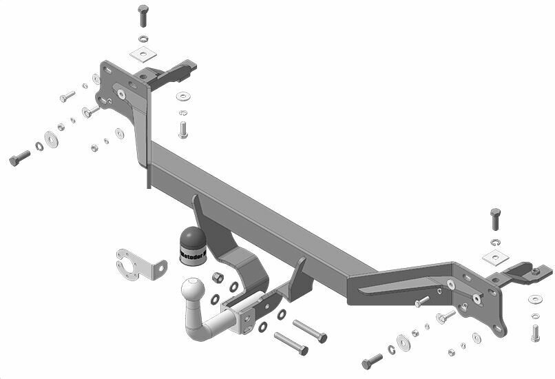 Фаркоп с оцинк. шаром Infiniti G 2006-2015 крепление шара на двух болтах, (без электрики, паспорт и сертификат в комплекте) Motodor.98001-A