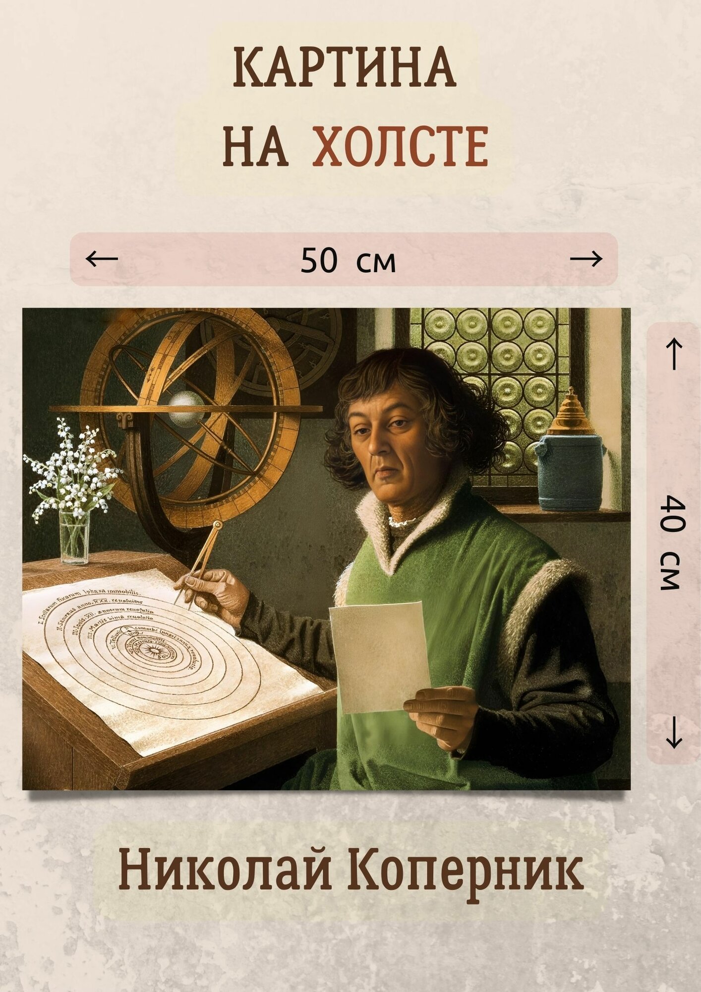 Картина интерьерная на холсте "Астроном Николай Коперник"