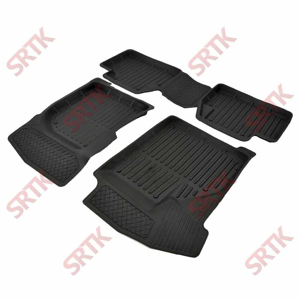 Коврики резиновые Лада Приора (2007-2018)/Lada Priora (2007-2018) SRTK 3D Standart (Саранск) комплект в cалон
