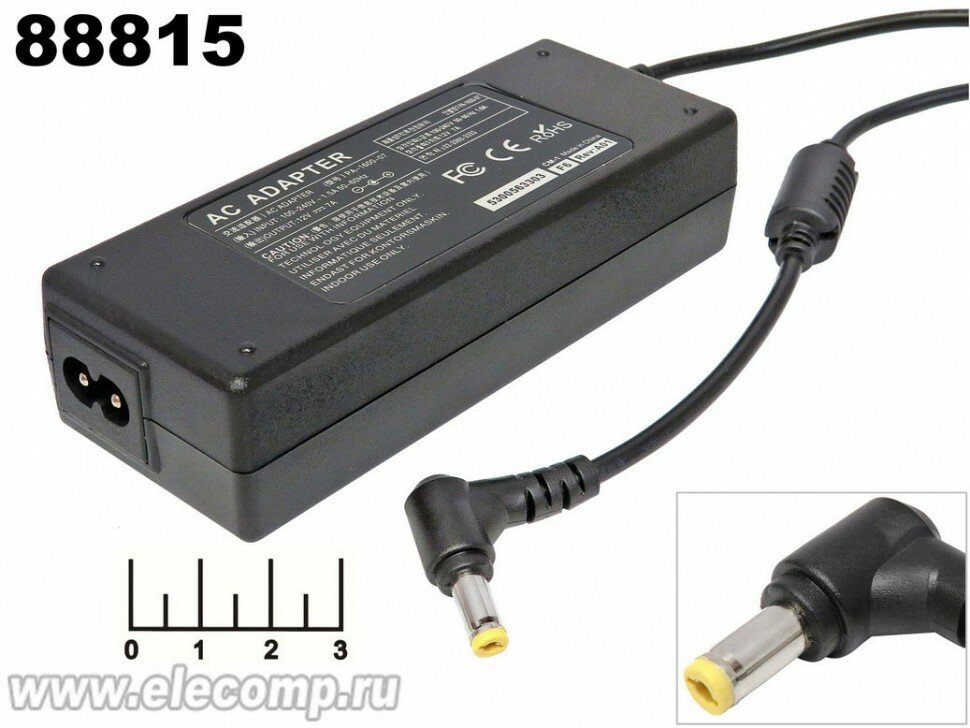 Блок питания 12V 7A PA-1600-07/AC-N314-AV2 импульсный (5.5*2.1) без шнура (восьмерка) (угол)