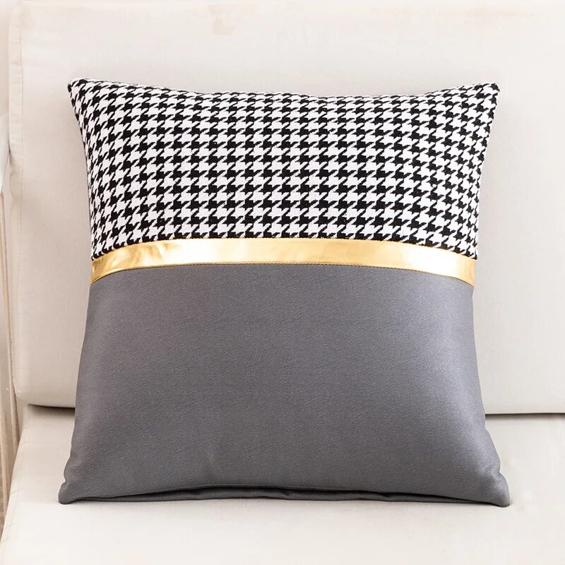 Декоративные подушки из искусственной кожи в стиле пэчворк 45X45CM-pillow cover, KJP-08 Smoky gray