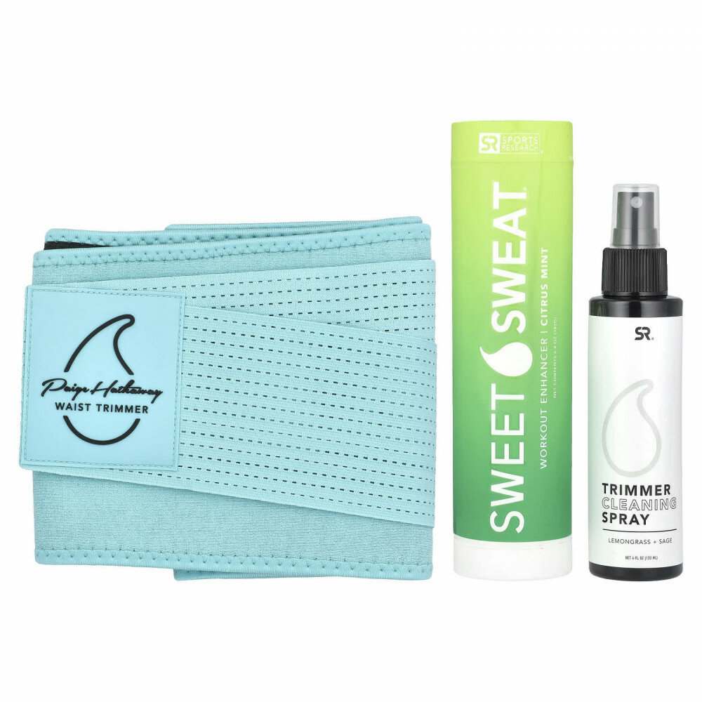Sports Research, Sweet Sweat®, набор для триммеров для талии Paige Hathaway, M / L, синий, комплект из 3 предметов