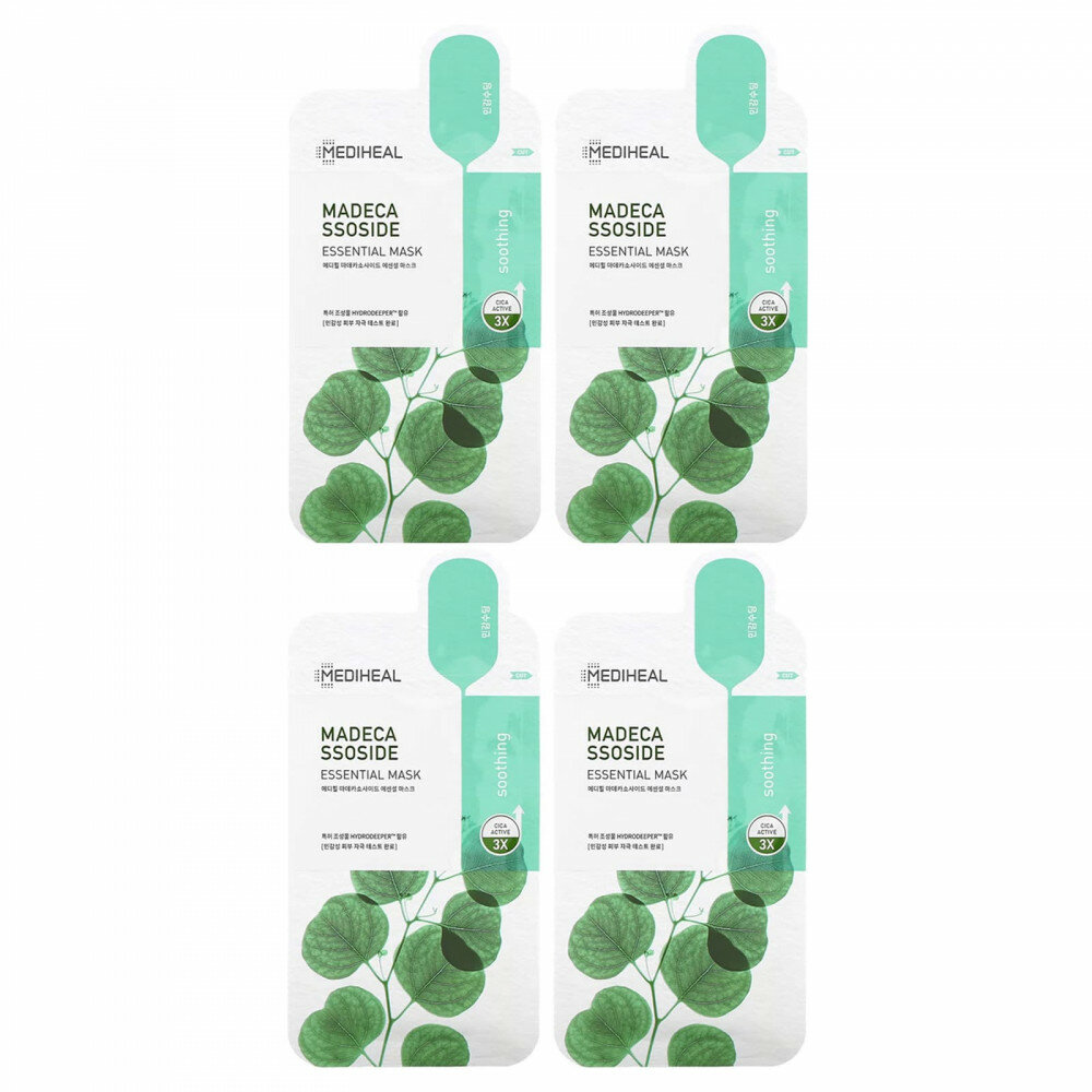 MEDIHEAL, Madecassoside, Essential Beauty Mask, 4 шт, По 24 мл (0,81 жидк. унц.)