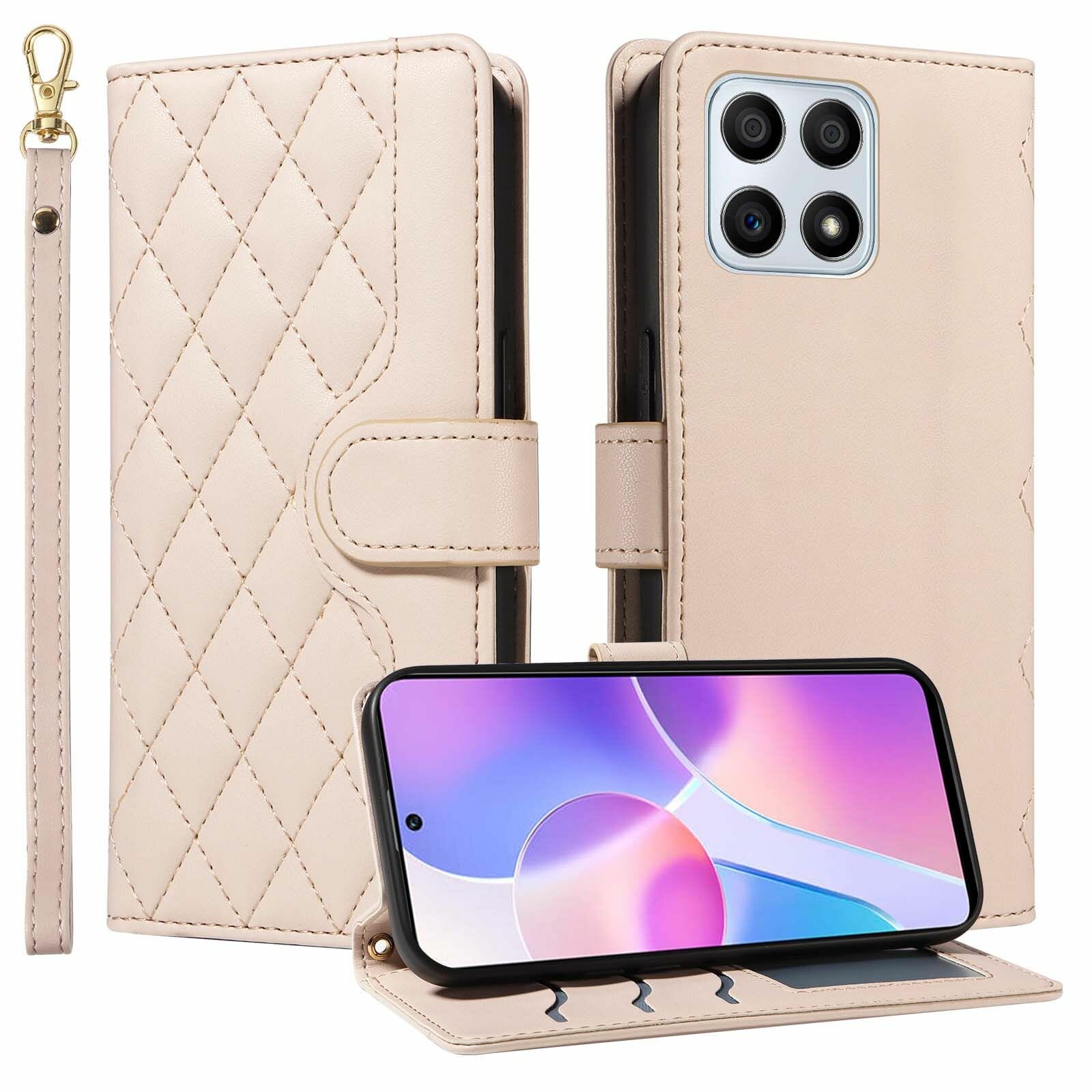 Чехол из матовой кожи для Honor X8 4G и Honor 30i (хонор Икс 8 4Г и хонор 30i) , роскошный и стильный, устойчивый к падениям, со слотом для карт, с длинным и коротким шнурками