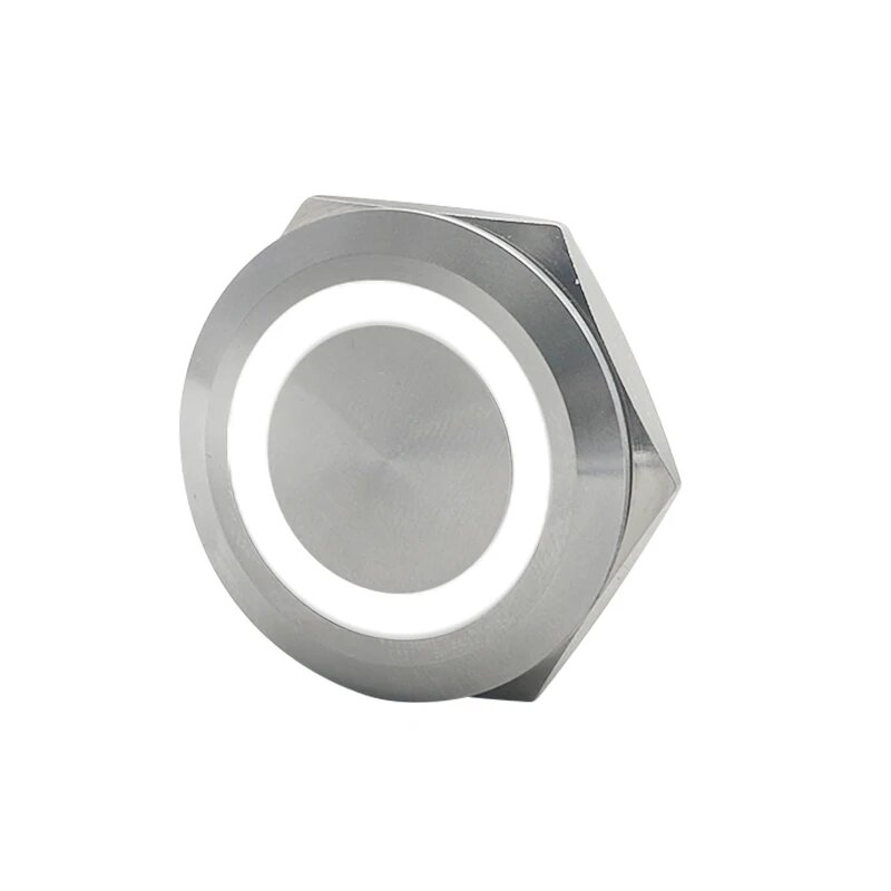 Мини водонепроницаемый кнопочный переключатель EARUELETRIC 16mm, White Led, Momentary Black, 3-6V