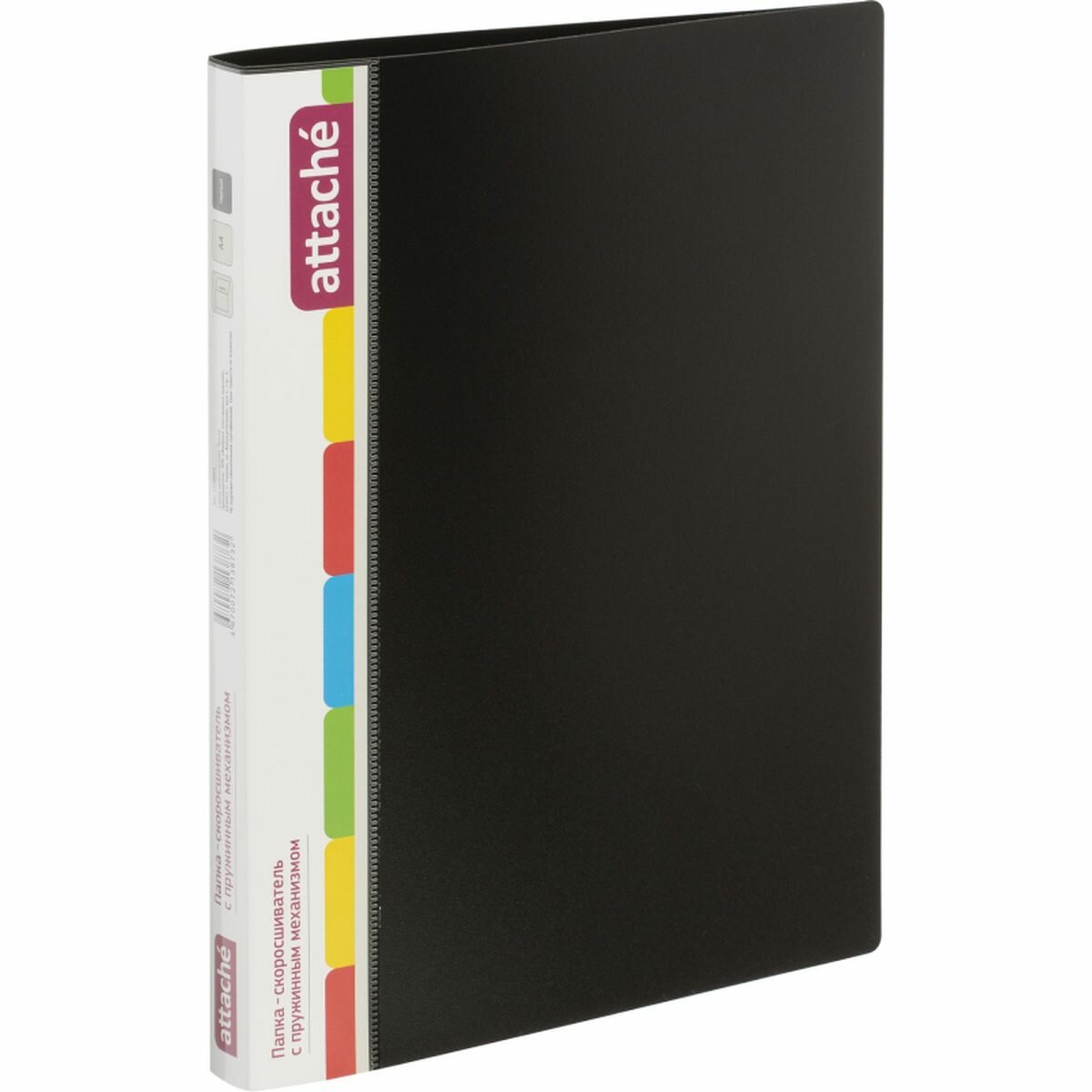 Папка-скоросшиватель с пружинным механизмом Attache (А4, 700мкм, до 200л, пластик) черная, 1шт.