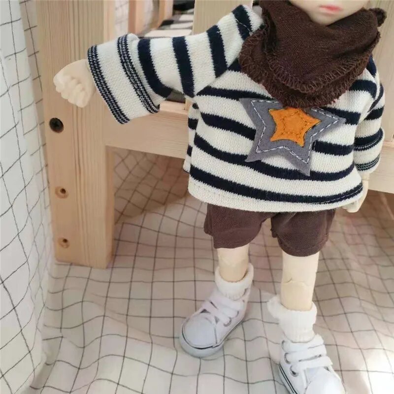 Одежда для кукол BJD 1/4 1/6, 30-40 см, SD DD, повседневный свитер, шорты, полосатый костюм с короткими рукавами, аксессуары для кукол.