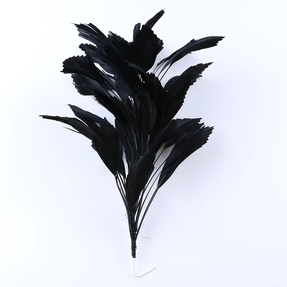 Декоративный цветок из гусиных перьев WqlcraftS 25-30 см Черный, black