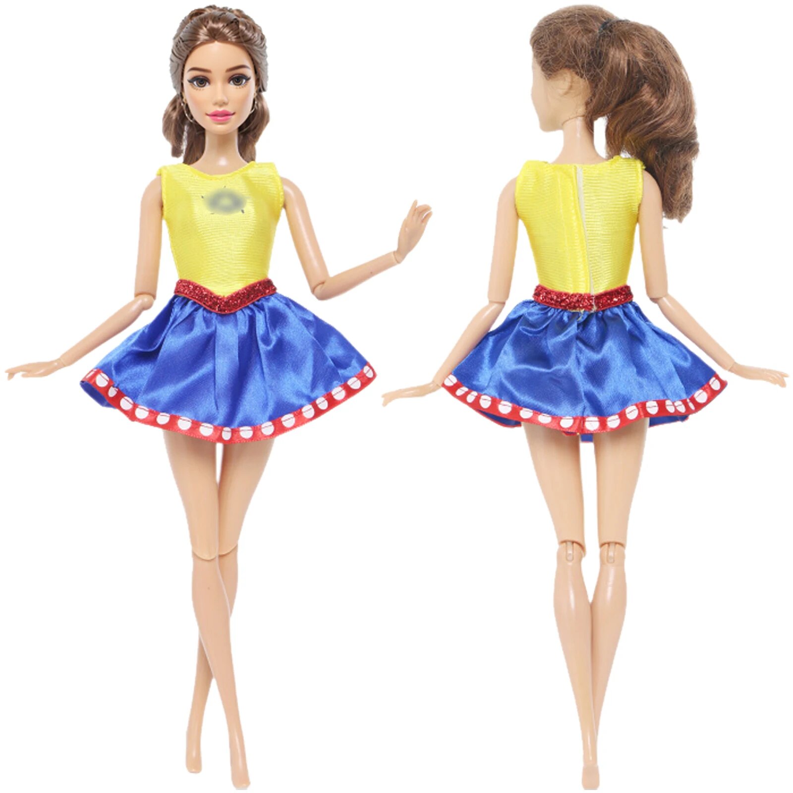 Платье для куклы 1/6, желто-синее, NO DOLL 6