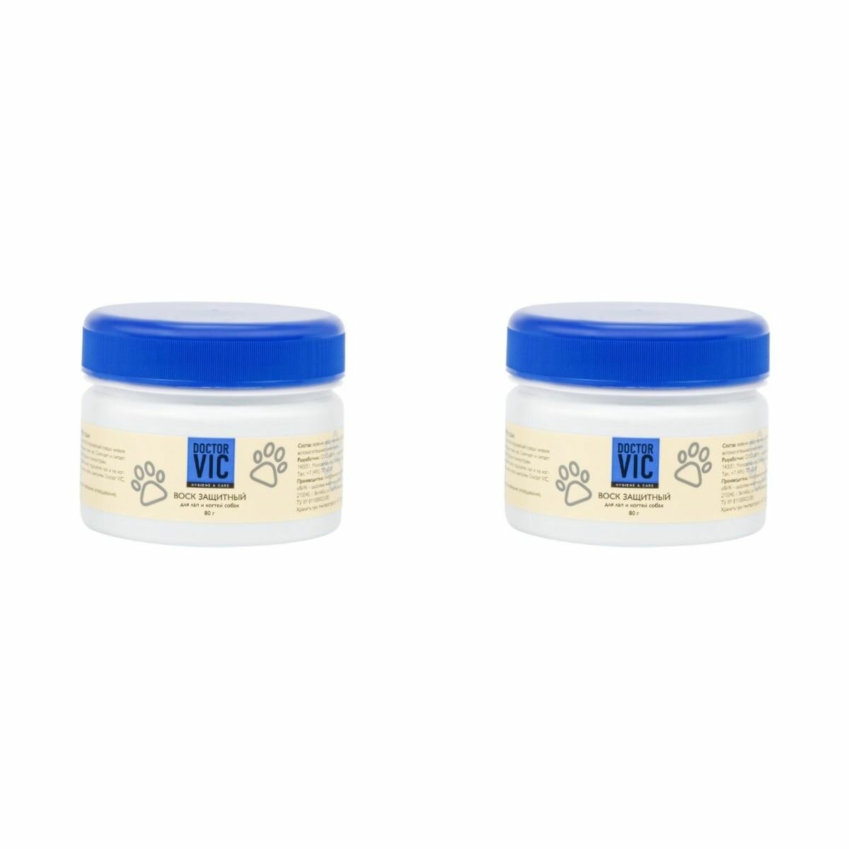 Доктор Вик Воск защитный для лап и когтей собак, 80 г, 2 шт
