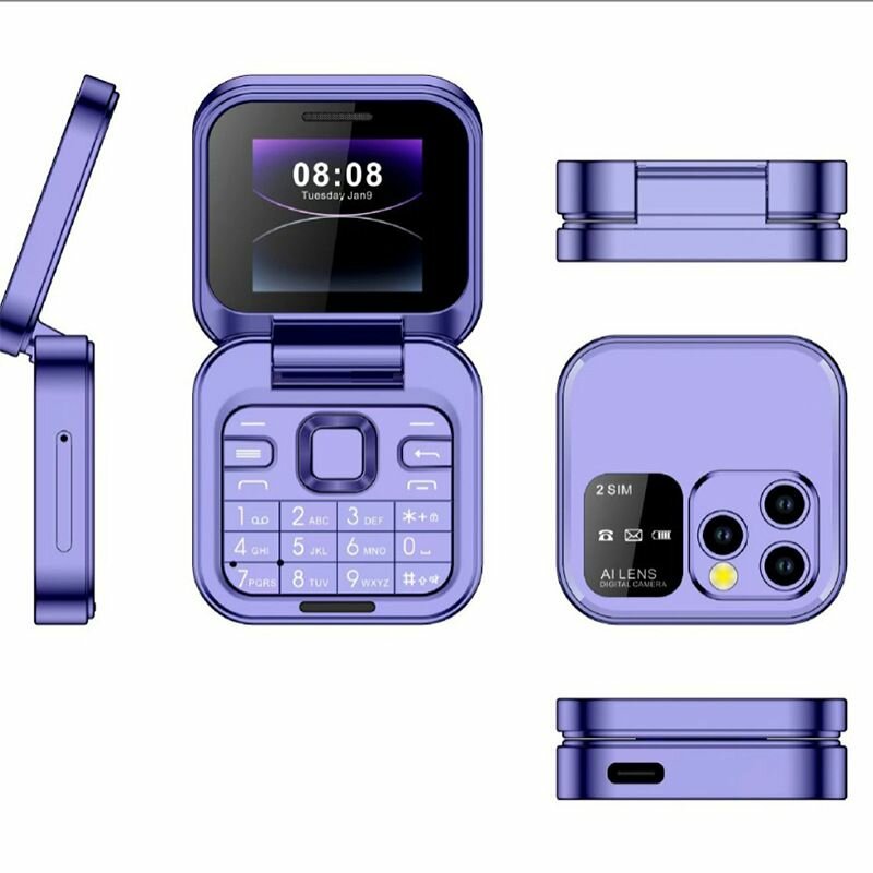 Мини-складной мобильный телефон 2G GSM с двумя SIM-картами, быстрый набор, воспроизведение видео, вызов, разъем 3,5 мм, FM-радио, подарок для детей и студентов