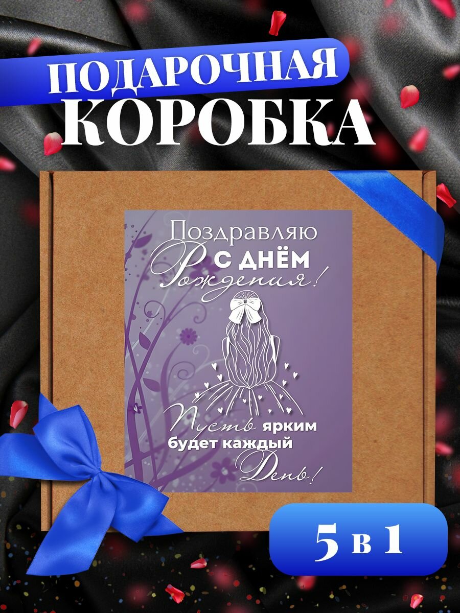 Коробка подарочная упаковка для подарка поздравление с днем рождения, картонная, упаковка для подарка