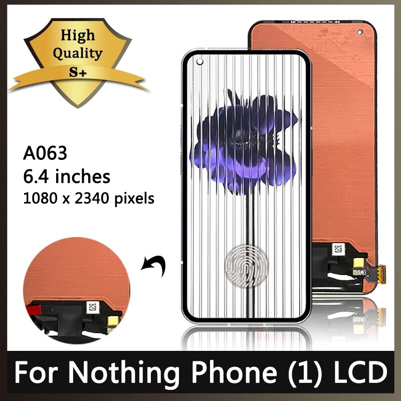 6,55-дюймовый OLED-дисплей для телефона Nothing (1) ЖК-дисплей Nothing Phone1 A063, рамка экрана + сенсорный дигитайзер для телефона Nothing One LCD Black With Frame