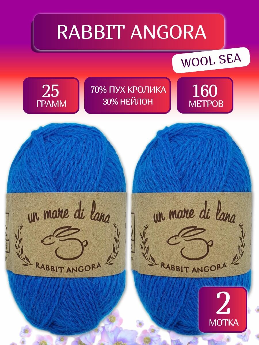 Пряжа Раббит Ангора Вул Си, Rabbit Angora Wool Sea (045), 25г, 160м, 70% пух кролика, 30% нейлон (2 шт.)