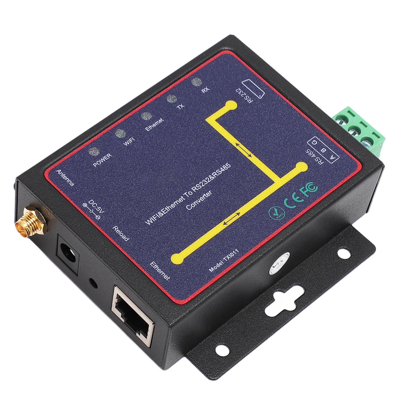 Конвертер сервера последовательных устройств RJ45 Ethernet WiFi в RS232 RS485 Дуплексная передача Конвертер последовательного интерфейса в Ethernet вилка европейского стандарта 100 240 В