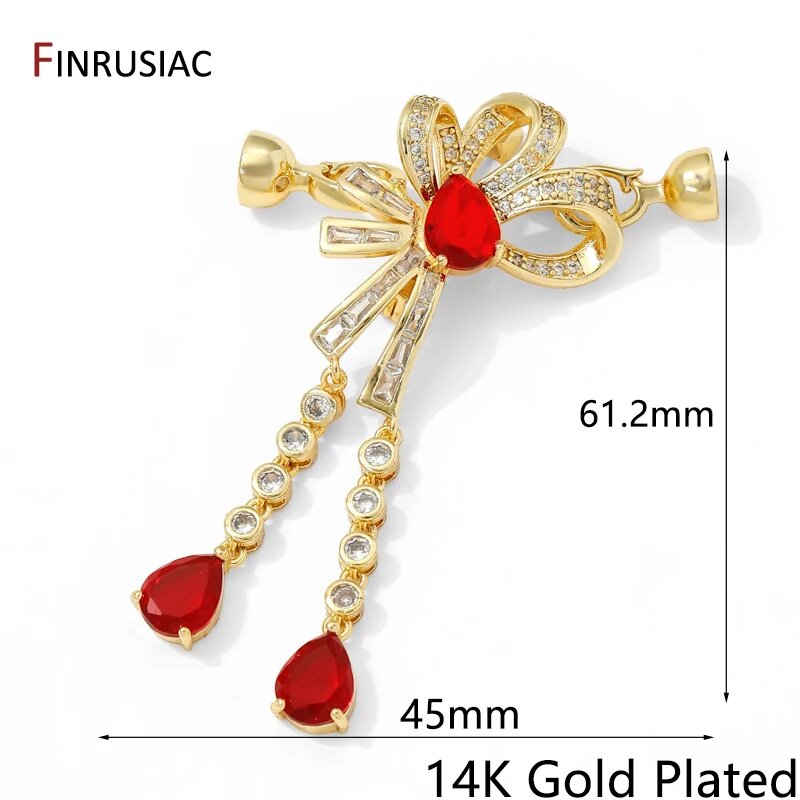 Застежка-брошь бантик, 14K Gold Plated, 61.2x45 мм