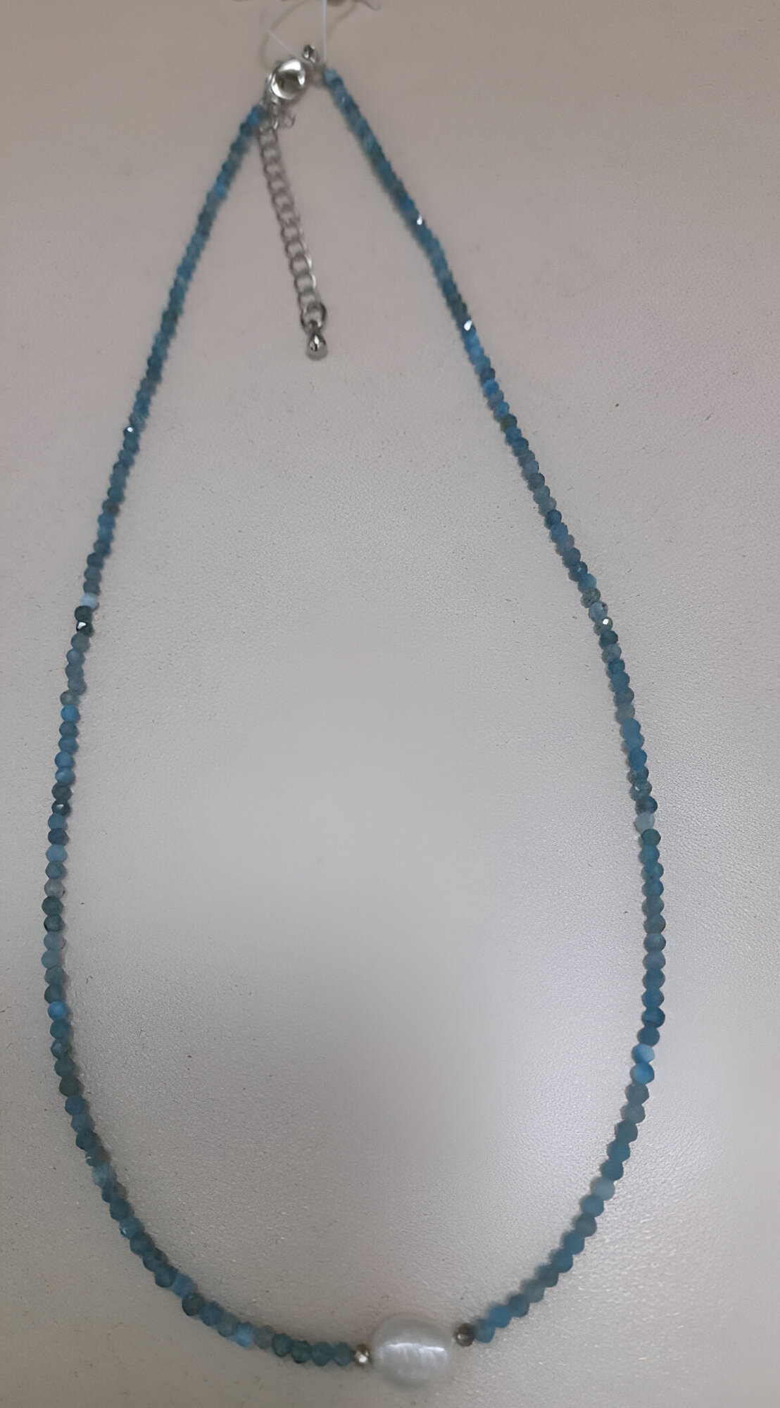 Колье Аквамарин, жемчуг пресноводный культивированный, жемчуг барочный, аквамарин