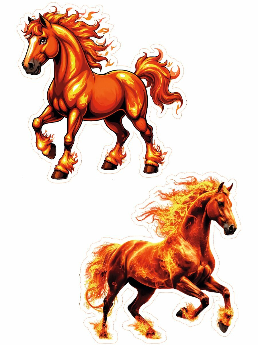 Наклейка интерьерная Огненные кони