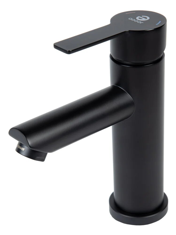 Смеситель для раковины Agger Easy A3102144 черный, матовый, кран для ванной в раковину, из нержавеющей стали, рычажный, с керамическим картриджем
