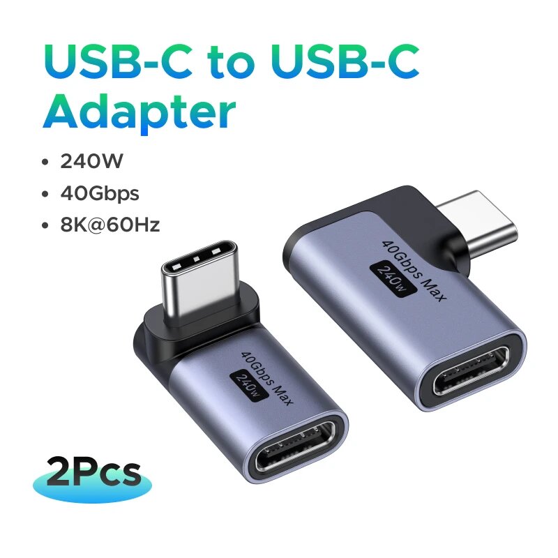 UGREEN USB-C Fmale to USB-C Male адаптер 2 шт. прямоугольная поддержка быстрой зарядки 240 Вт и 40 Гбит/с для Macbook Ipad Phone 2PCS